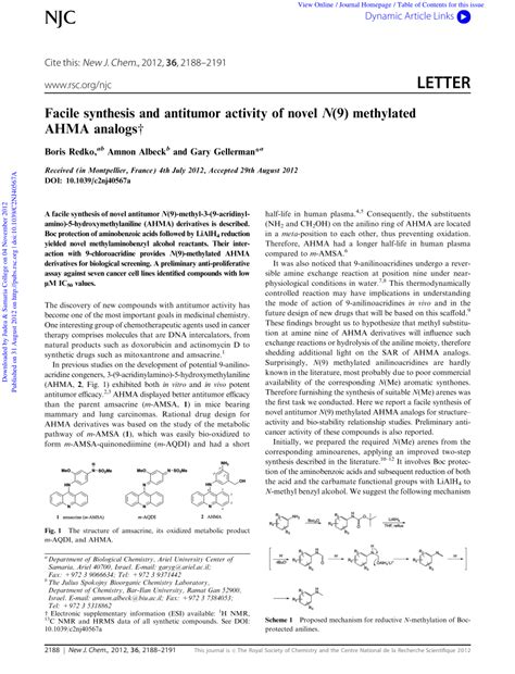Pdf Cheminform Abstract Facile Synthesis And Antitumor Activity Of