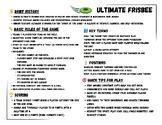 Ultimate Frisbee Rules Scoring And History Reference Sheet Pe Handout