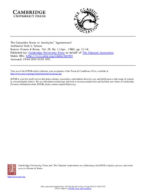 Pdf The Cassandra Scene In Aeschylus Agamemnon
