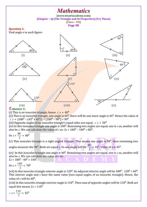 NCERT Solutions For Class 7 Maths Chapter 6 Triangle Its Properties
