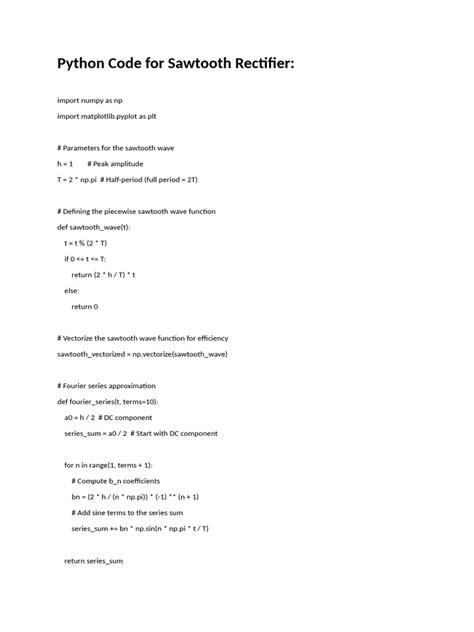Python Code For Sawtooth Rectifier Pdf
