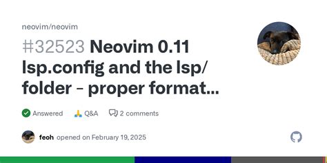 Neovim 011 Nfig And The Lsp Folder Proper Format For Lsp Configs · Neovim Neovim