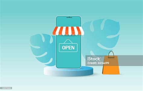 기술과 쇼핑 개념에 대한 고립 된 트렌디 한 플랫 스타일의 온라인 쇼핑 응용 프로그램과 스마트 폰 벡터 그림입니다 개념에 대한