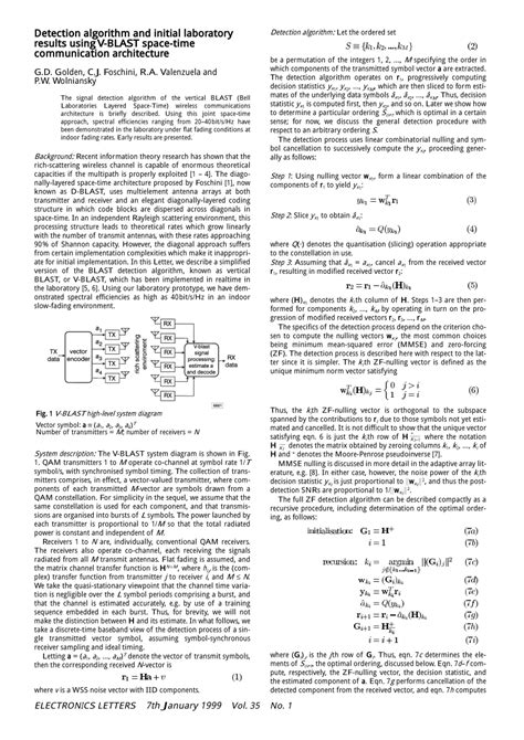Pdf Detection Algorithm And Initial Laboratory Results Using V Blast