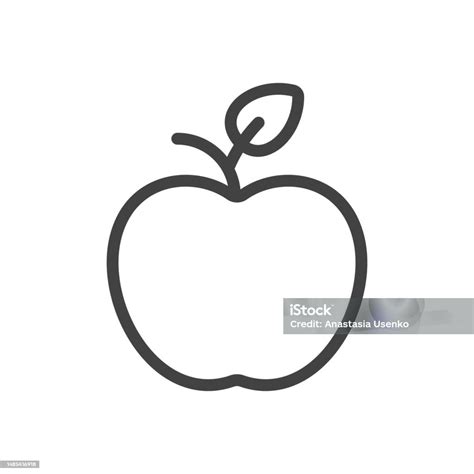 개요 스타일 Ui 아이콘 교육 및 학교 수업 컬렉션입니다 벡터 검정 선형 그림입니다 사과 과일 지식 기호는 흰색 배경에 분리되어 있습니다 식품 대학을 위한 디자인 요소