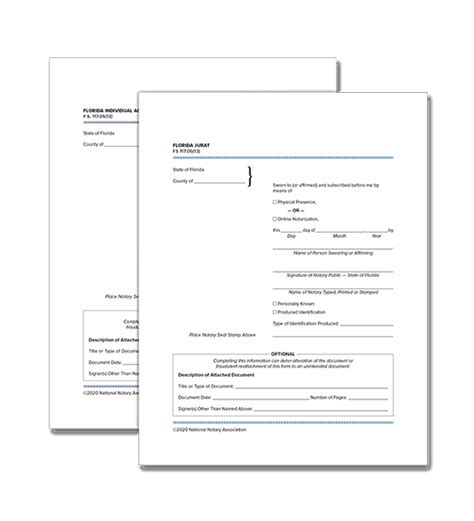 Florida Acknowledgment And Jurat Certificate Bundle Nna