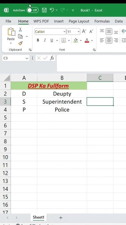Dsp Ka Fullformexceltips Exceltricks Exceltutorial Youtube
