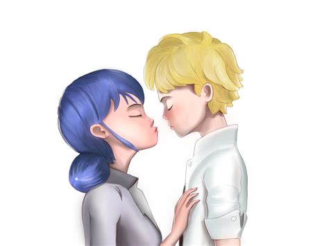 Marinette And Adrien Kiss By Foxiquie On Deviantart