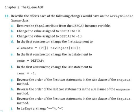 Solved Chapter 4 The Queue Adt 11 Describe The Effects Each