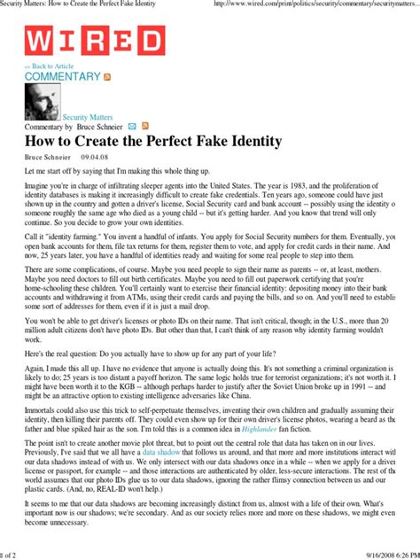 How To Create A Perfect Fake Identity Pdf Identity Document