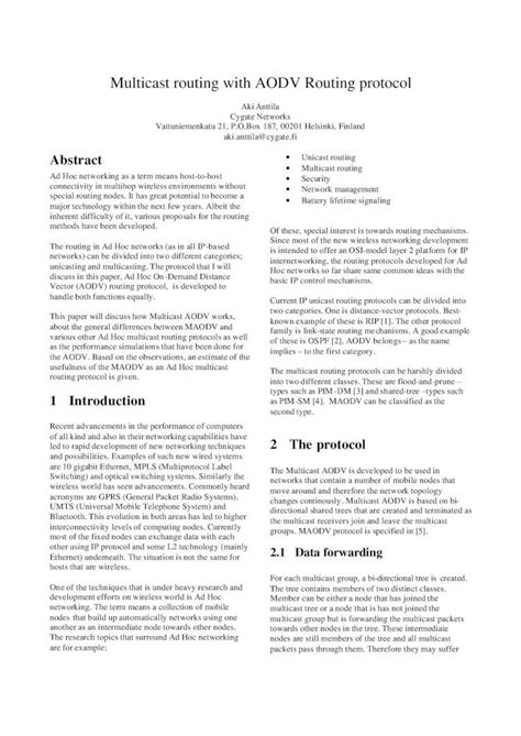 pdf multicast routing with aodv routing protocol · pdf