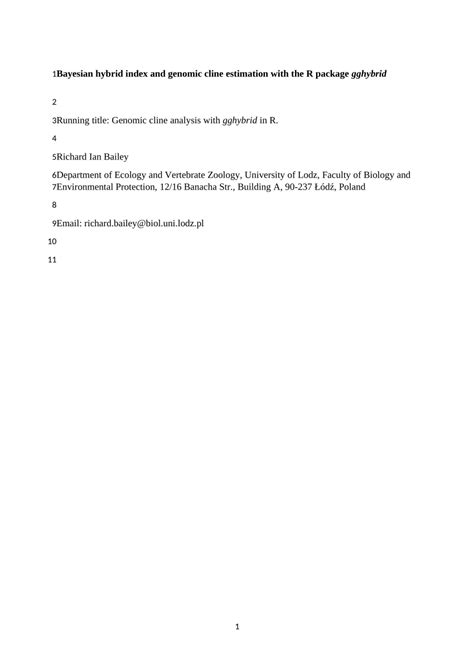 Pdf Bayesian Hybrid Index And Genomic Cline Estimation With The R
