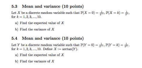 Solved Mean And Variance Let X Be A Discrete Random