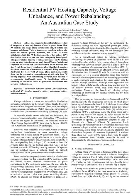 Pdf Residential Pv Hosting Capacity Voltage Unbalance And Power Rebalancing An Australian