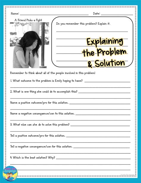 Social Skills Problem Solving Worksheets Problem Solving Strategies