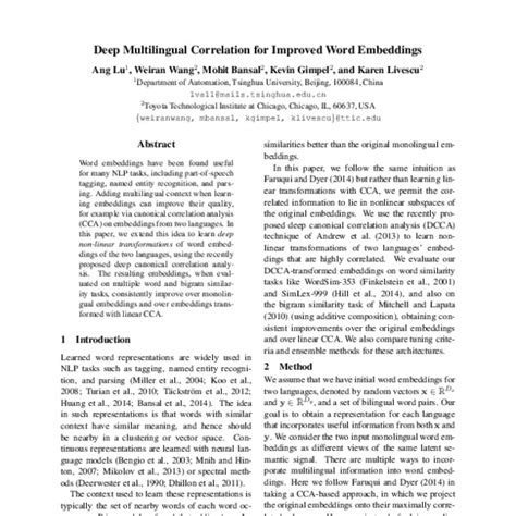 Deep Multilingual Correlation For Improved Word Embeddings Acl Anthology