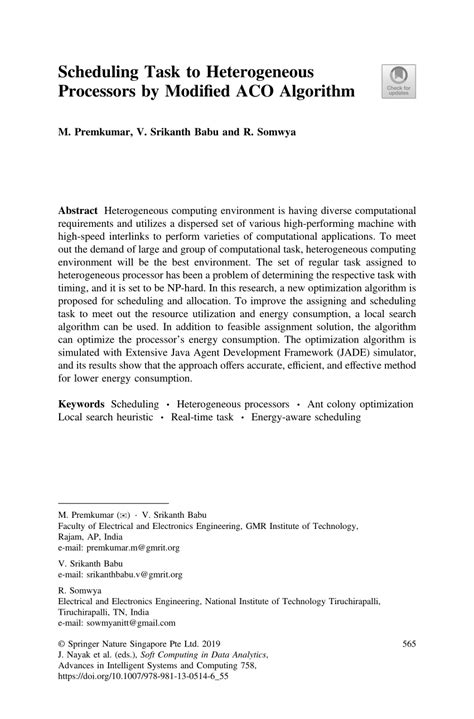 pdf scheduling task to heterogeneous processors by modified aco