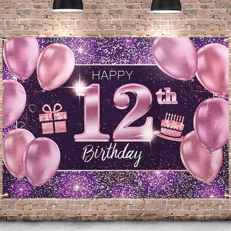 Pakboom Happy 12th Birthday Banner Backdrop 12 Birthday