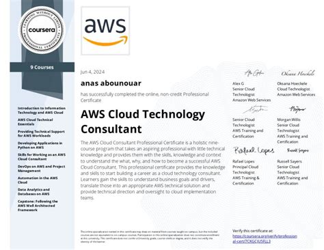 Completed Aws Cloud Technology Consultant Certificate Anas Abounouar Posted On The Topic