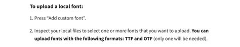 Custom Font Upload Has Inconsistent Description And Fails Silently For Unsupported Formats