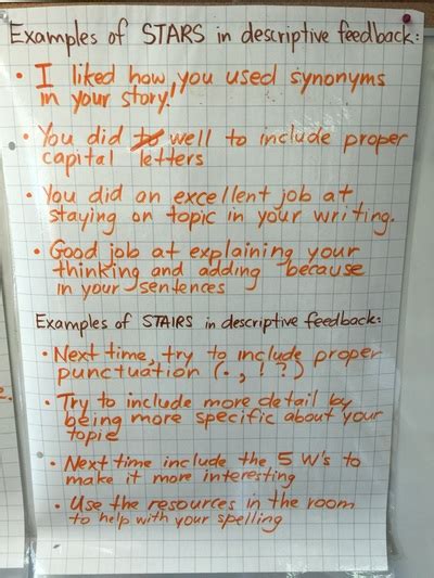 Descriptive Feedback Stars And Stairs Mr Tzogas Grade 3 4
