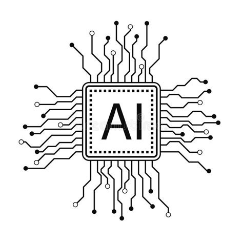 Artificial Intelligence Icon Processor Chip Logo Stock Vector
