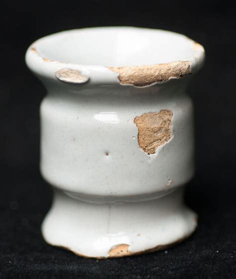A Small Rare And Early 17th C Delft White Albarello Type Ointment Jar