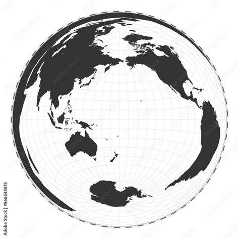 World Map In Lambert Azimuthal Equal Area Projection Plain World Geographical Map With Latitude
