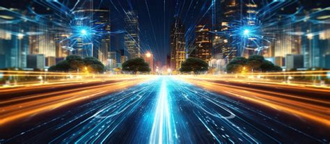 Flujo De Datos Digitales En La Carretera Con Borrón De Movimiento Para