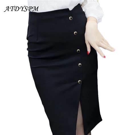 New Fashion Women Pencil Skirt High Waist Sexy Split Slim Midi Skirts