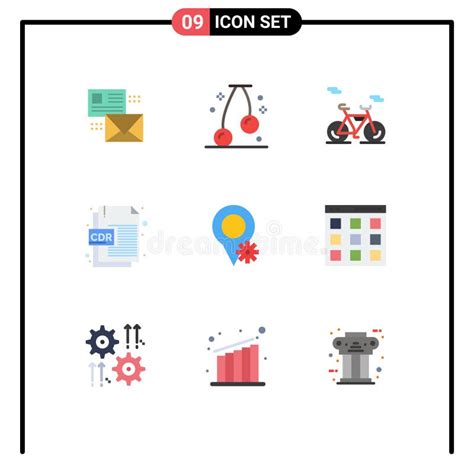 Group Of 9 Modern Flat Colors Set For Map File Format Fruit Corel Cdr File Stock Vector