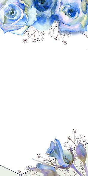 꽃 무늬 수채화 일러스트프레임 흰색 고립 된 배경에 파란색 장미 밝은 꽃 잎 결혼식 문구 인사말 배경 화면 패션 배경 질감 포장 0명에 대한 스톡 벡터 아트 및 기타 이미지