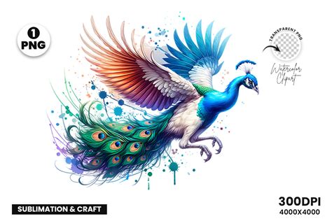 Watercolor Peacock Clipart Png Desgin Graphic By Creative Arslan