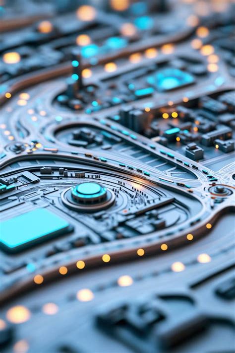 A High Tech 3d Map Of Transportation Hubs With Networked Gis Data Layers Stock Illustration