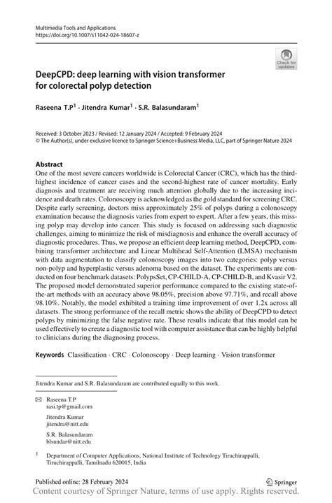 deepcpd deep learning with vision transformer for colorectal polyp detection