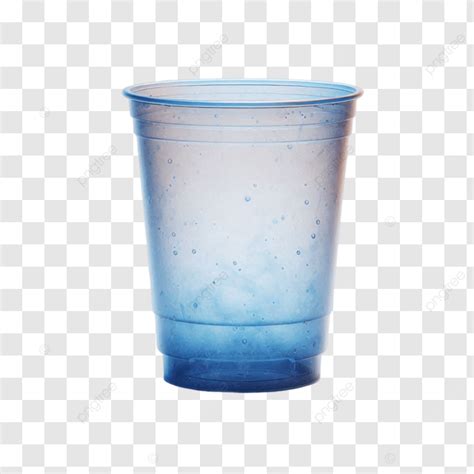 선명한 색상과 심플한 디자인을 강조하는 깨끗하고 투명한 배경에 파란색 플라스틱 컵이 배치되어 있습니다 플라스틱 컵 파란색 플라스틱 컵 플라스틱 유리 Png 일러스트 및
