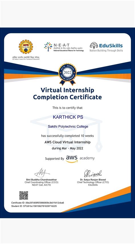 Karthick Ps On Linkedin Aws Aicteinternship Virtualinternship