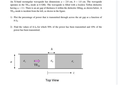 An X Band Rectangular Waveguide Has Dimensions A 20 Cm B 10