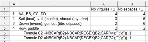 Office Calc Compter Le Nombre De Mots Séparés Par Des Virgules
