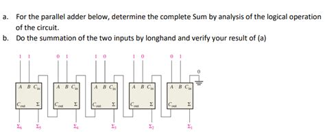 Solved For The Parallel Adder Below Determine The Complete