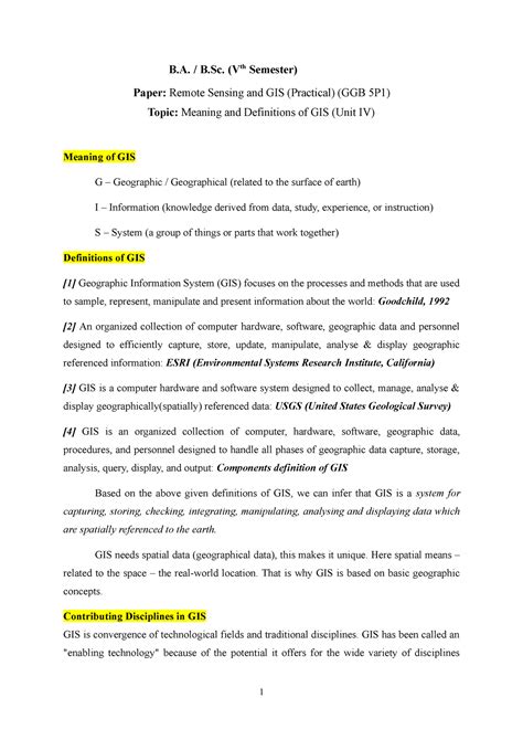 1 Meaning And Definitions Of Gis B B Vth Semester Paper Remote
