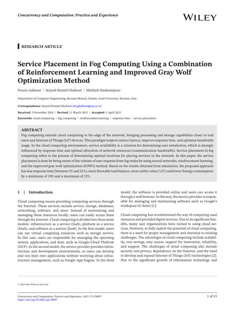 Service Placement In Fog Computing Using A Combination Of Reinforcement Learning And Improved