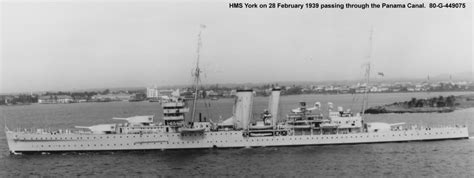 Hms York York Class Heavy Cruiser Passing Through The Panama Canal