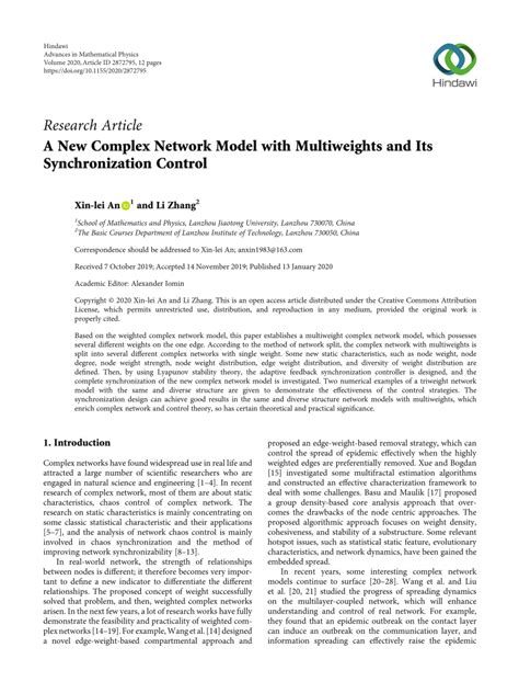 Pdf A New Complex Network Model With Multiweights And Its Synchronization Control