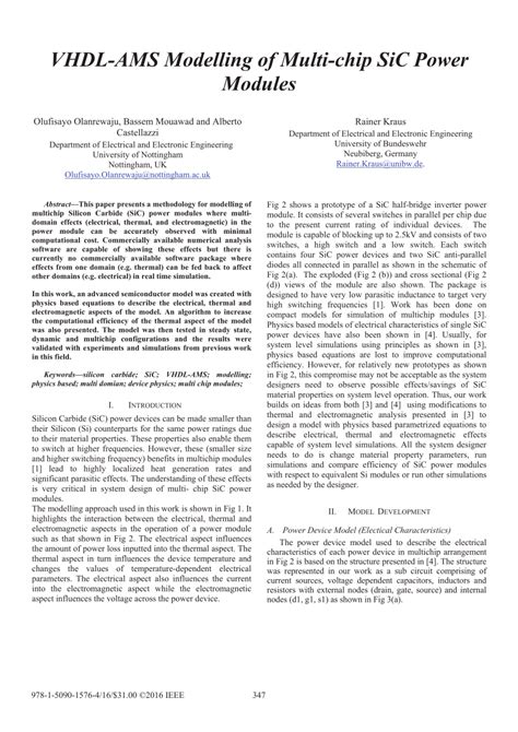 Pdf Vhdl Ams Modelling Of Multi Chip Sic Power Modules