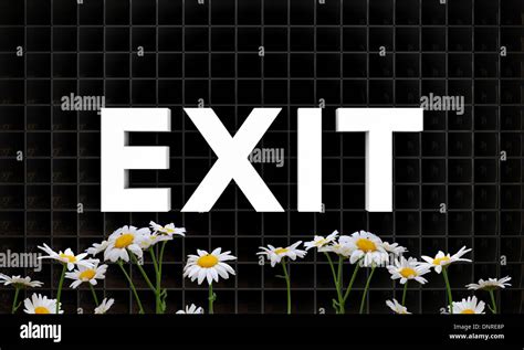 Exit Sign On Black Tiles Stock Photo Alamy