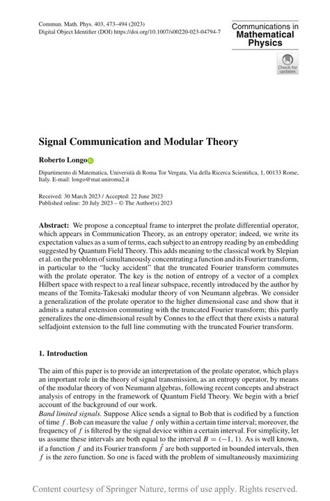 Pdf Signal Communication And Modular Theory