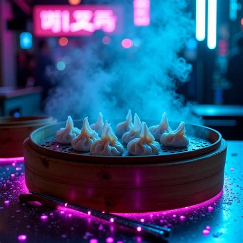 Free Neon Dumpling Steam Photo Cyberpunk Dumplings Neon Download