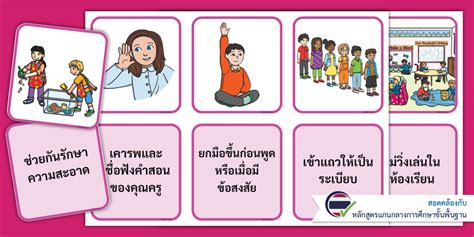กิจกรรมจับคู่กฎระเบียบในห้องเรียน ภาษาไทย Classroom Rules Matching