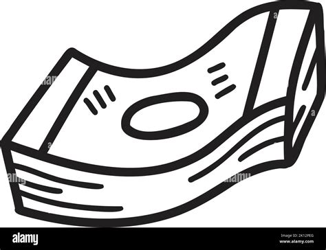 Hand Drawn Stack Of Banknotes Illustration Isolated On Background Stock